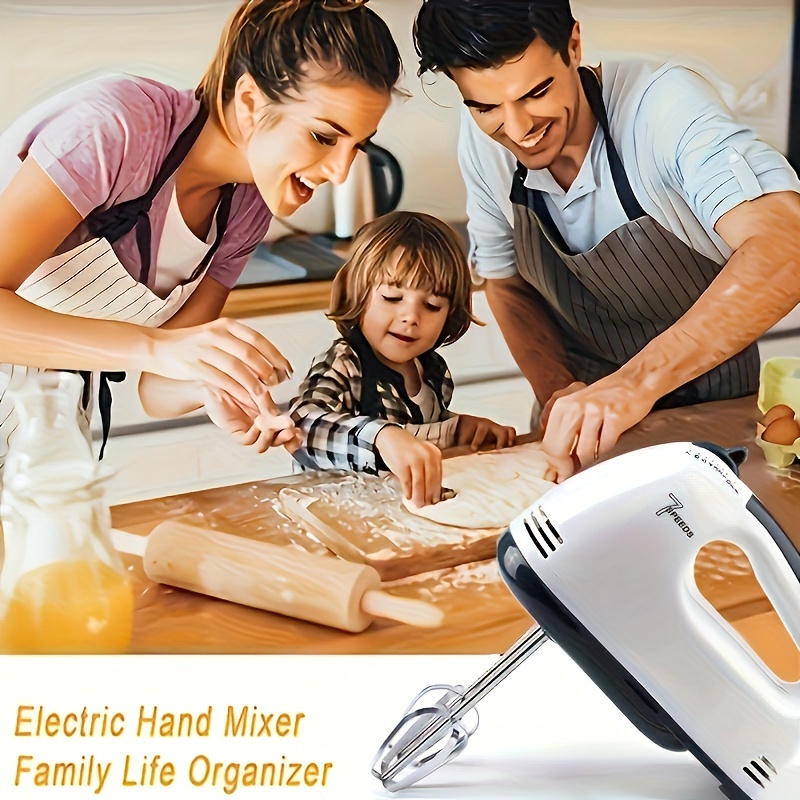 C001-White 1Set Electric Hand Mixer, 7-Speed Hand-Held Egg Beater Whisk ...